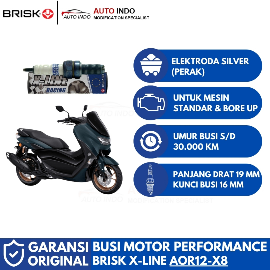 Jual Busi Motor Brisk Xline Racing AOR12-X8 untuk Yamaha Nmax | Garansi ...