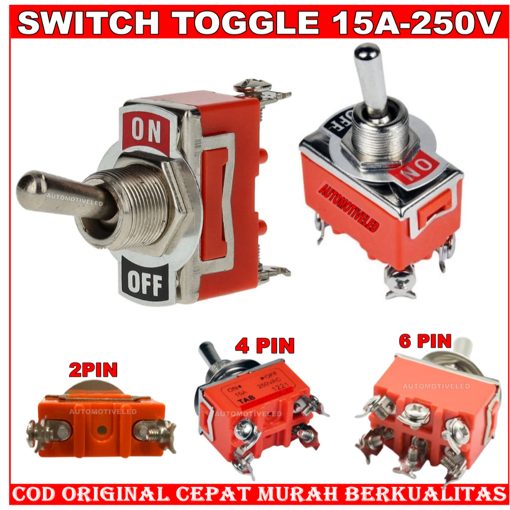 Jual ORIGINAL SAKLAR TOGGLE SWITCH 1021 2 KAKI SWITCH 1221 4 KAKI 1322 ...