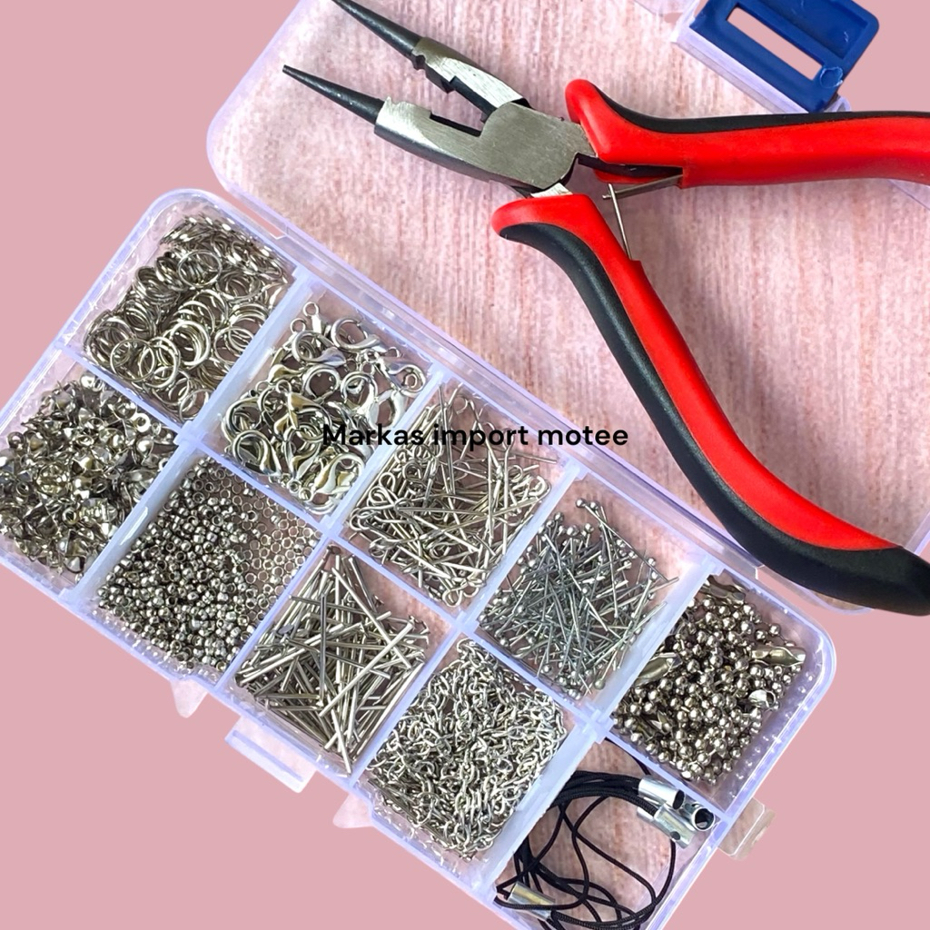 Jual DIY Manik Manik Set Meronce Gelang Kalung + Tang Aksesoris 3 in 1 ...
