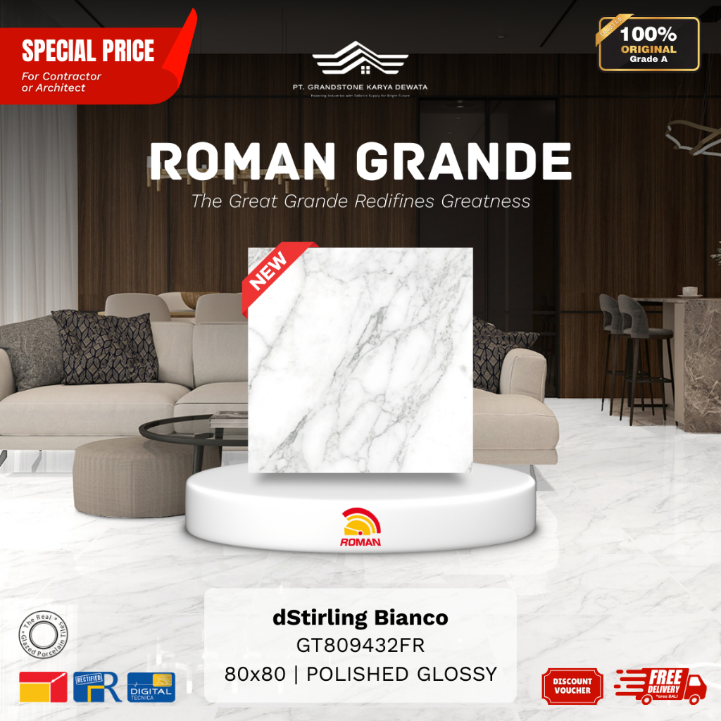 Jual ROMAN GRANDE GT809432FR dStirling Bianco 80x80 [GRADE A] | Shopee ...