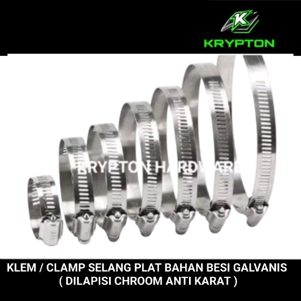Jual TW clamp/ klem selang plat Besi Galvanis 3/4" (19x8mm) anti karat ...