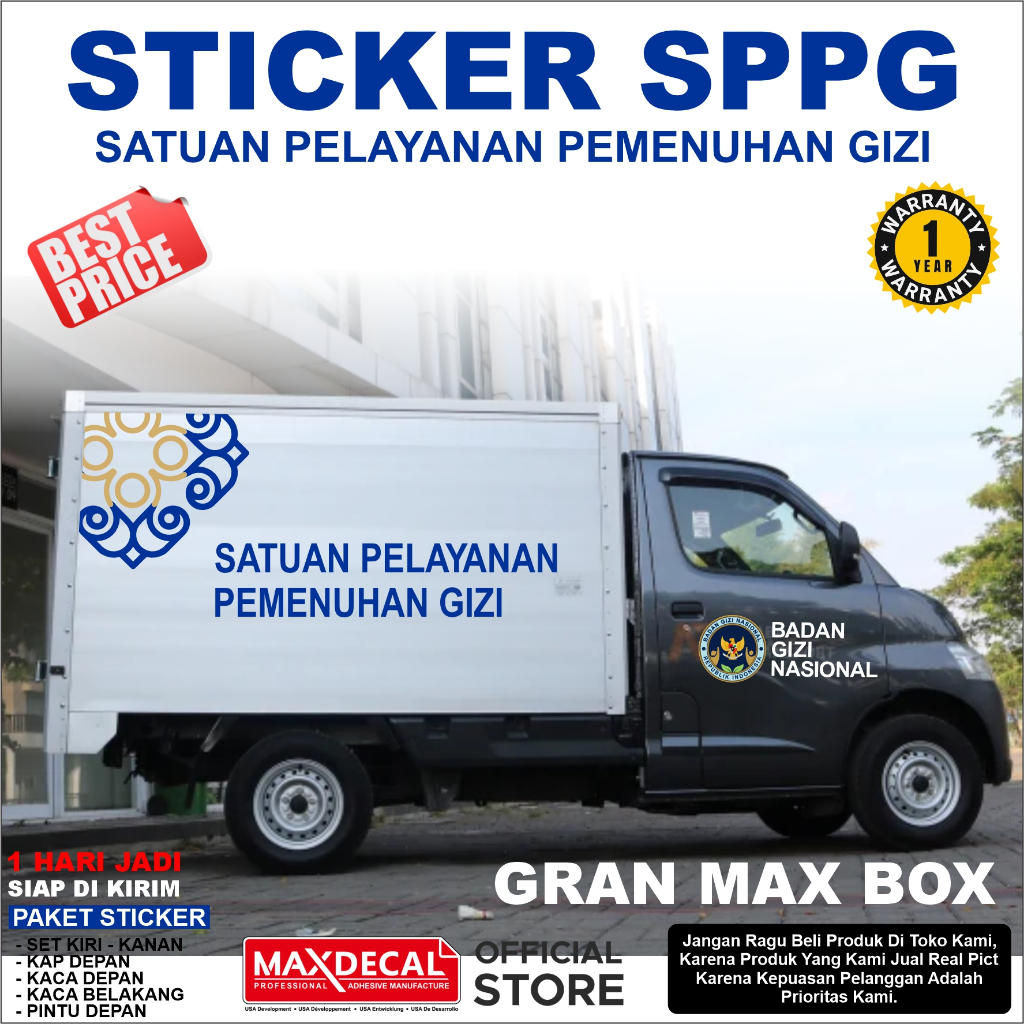 Jual STICKER MOBIL OPERASIONAL MAKAN BERGIZI GRATIS MOBIL GRANDMAX BOX ...