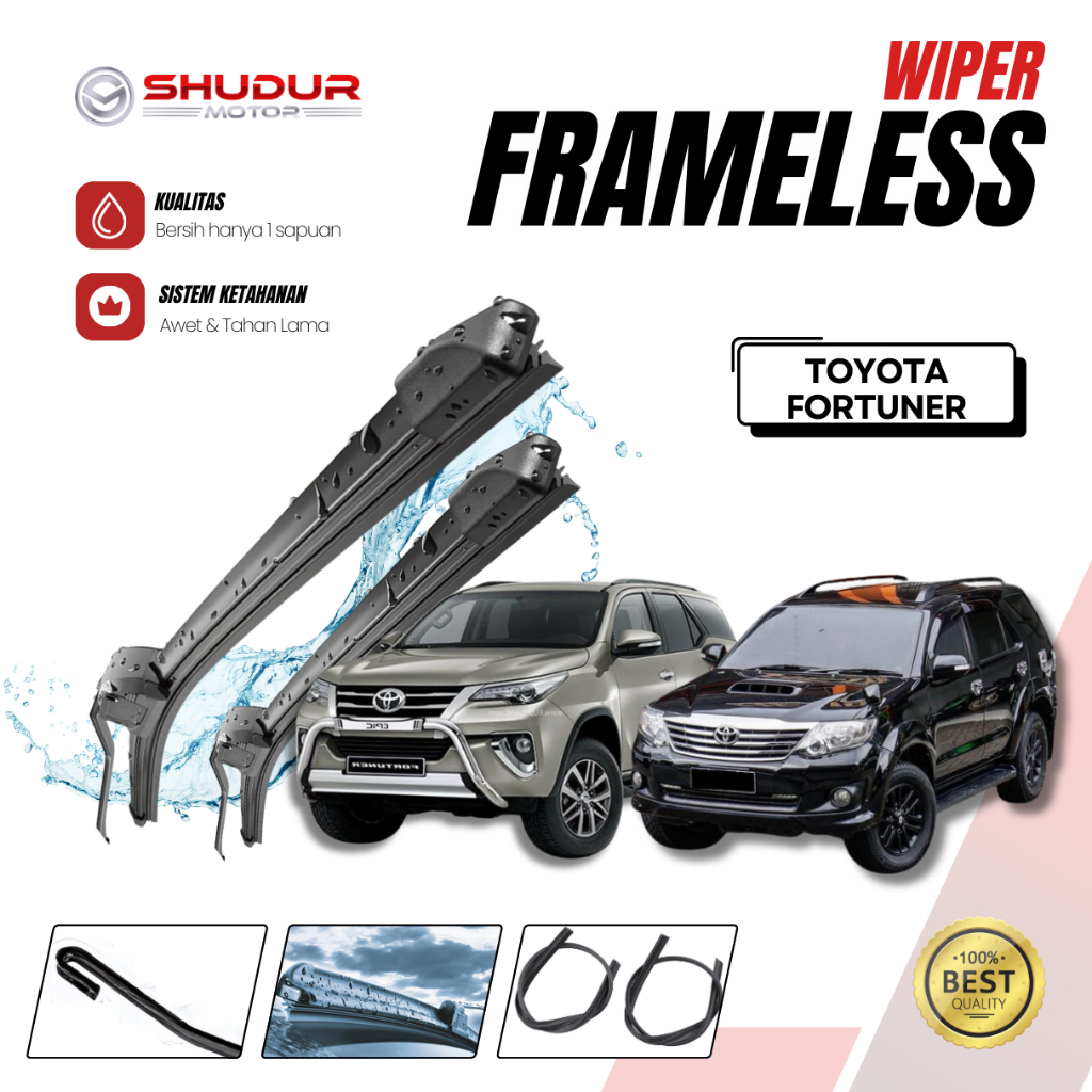Jual Wiper Frameless Fortuner 1 Set Kiri dan Kanan - Karet Wiper Mobil ...