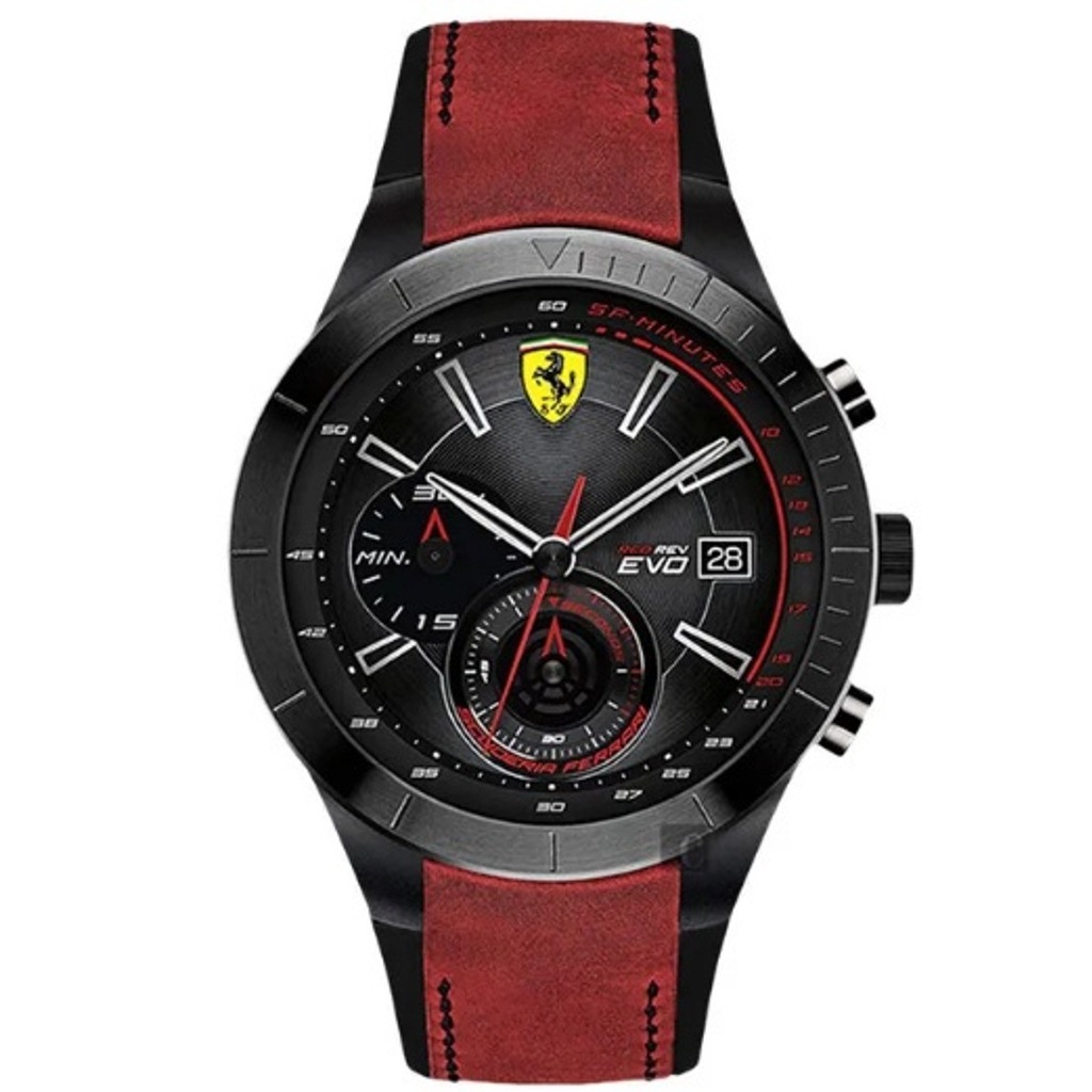 Jual Ferrari 0830399 RedRev Evo Men Black Dial Red Leather with Black ...