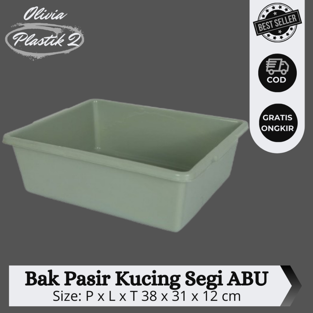 Jual Bak Pasir Kucing Besar/ Waskom CM Persegi Abu-abu/ Bak Hidroponik ...