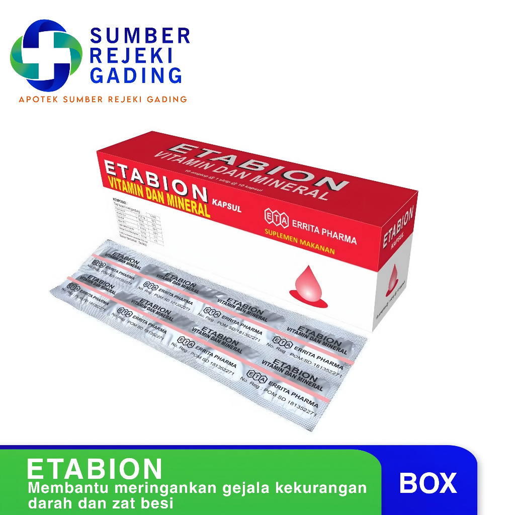 Jual ETABION BOX ISI 100 KAPSUL - Suplemen Penambah darah / Vitamin dan ...
