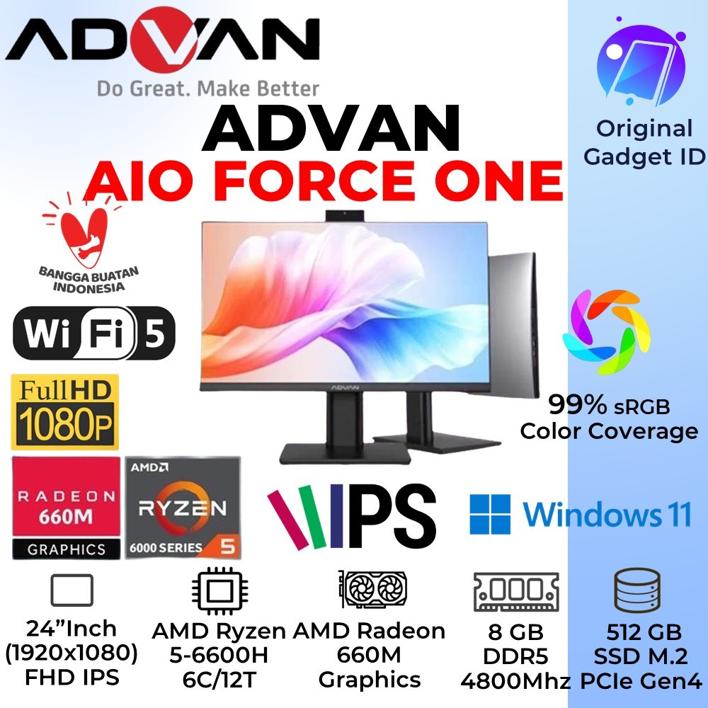 Jual Advan AIO FORCE ONE A24A R56S1 RYZEN 5 6600U 8GB 512GB RADEON 660M ...