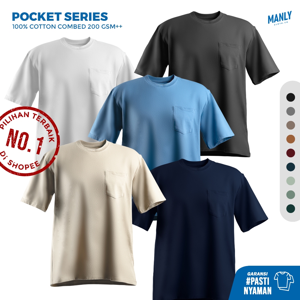 Jual MANLY Kaos Kantong Premium Cotton Combed 24s 200 Gsm++ | Shopee ...