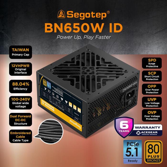 Jual Segotep BN650W ID Power Supply 650 Watt 80+ Bronze ATX PCIE 5.1 ...