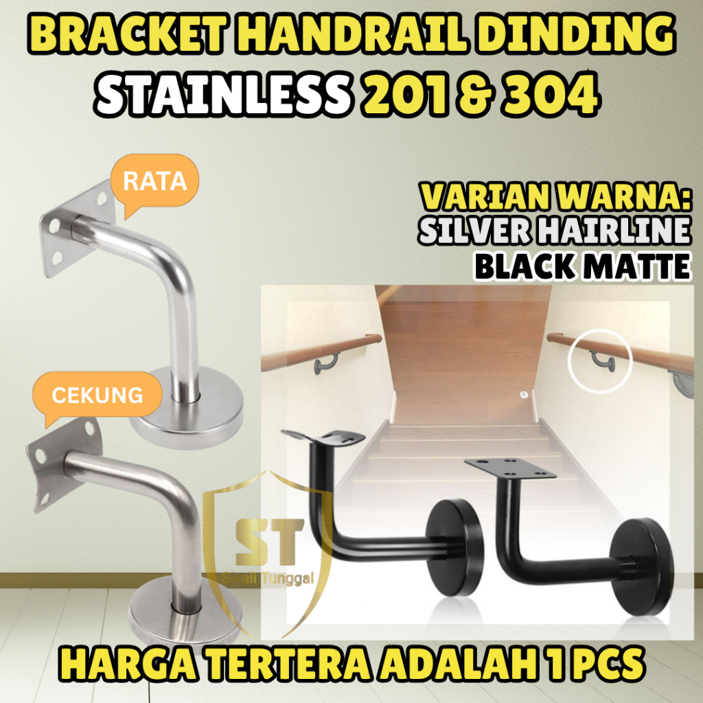 Jual BRACKET HANDRAIL DINDING STAINLESS 201 & 304 RATA / CEKUNG WARNA ...