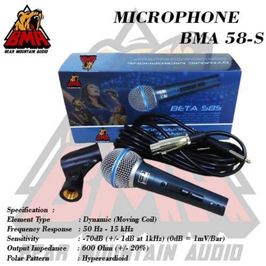 Jual Microphone Original Bma Beta 58s Mic Kabel Mikropon Bma Mikrofon ...