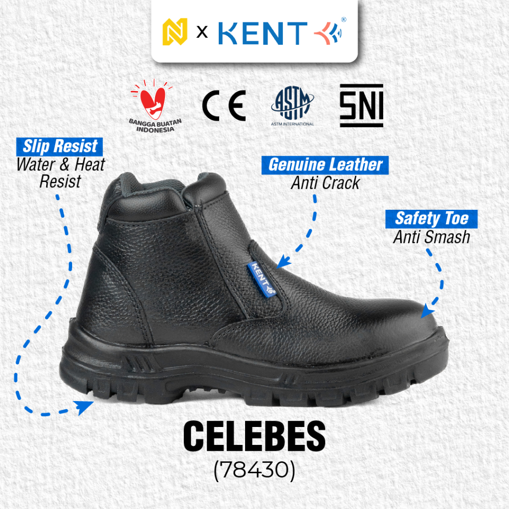 Jual Sepatu Safety Pria Kulit Asli Ujung Besi SNI ASTM CE Anti Slip ...