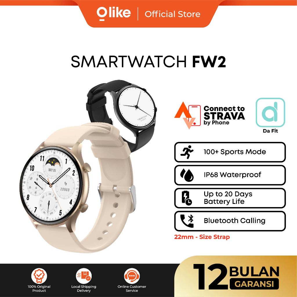 Jual OLIKE Smart watch FW2 HD Screen 1.39 Inch Strap 22mm Bluetooth ...