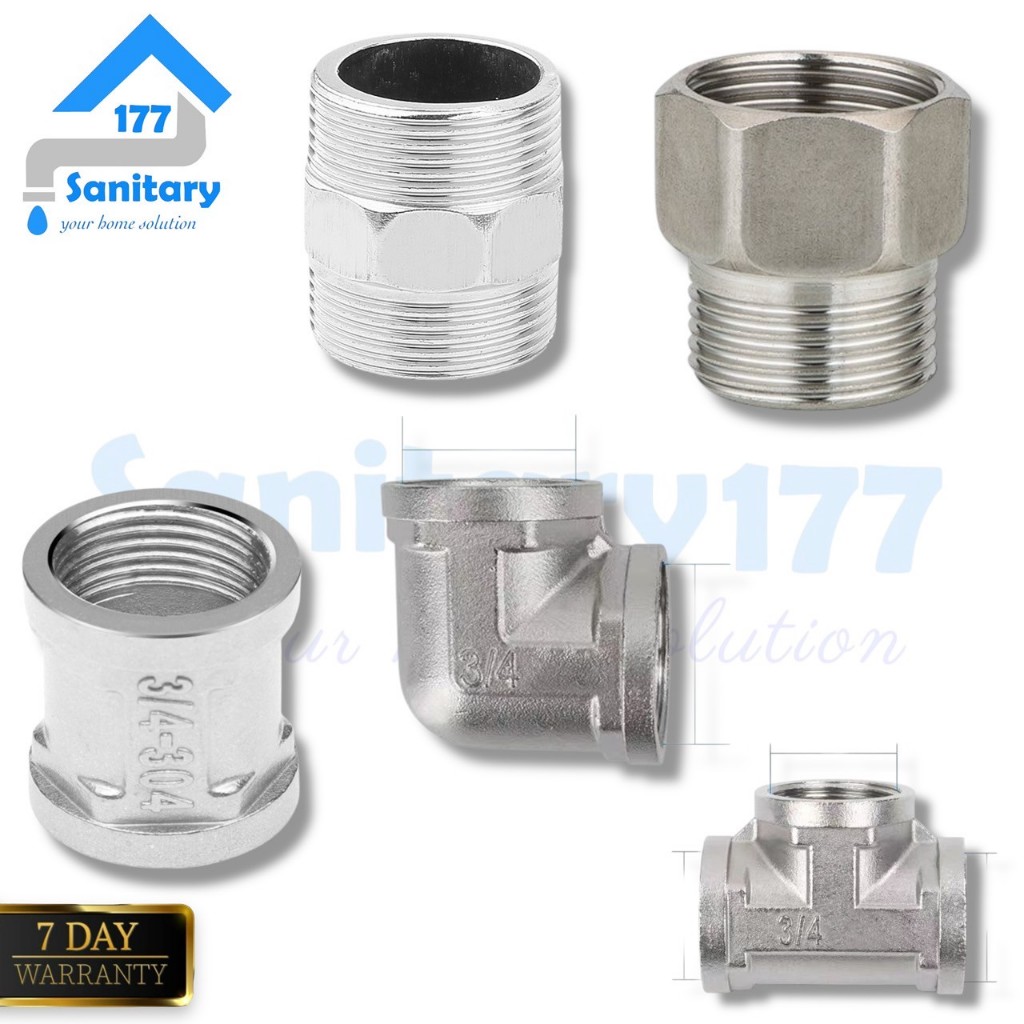 Jual Sambungan pipa kran 3/4 inch stainless sok double nepel elbow tee ...