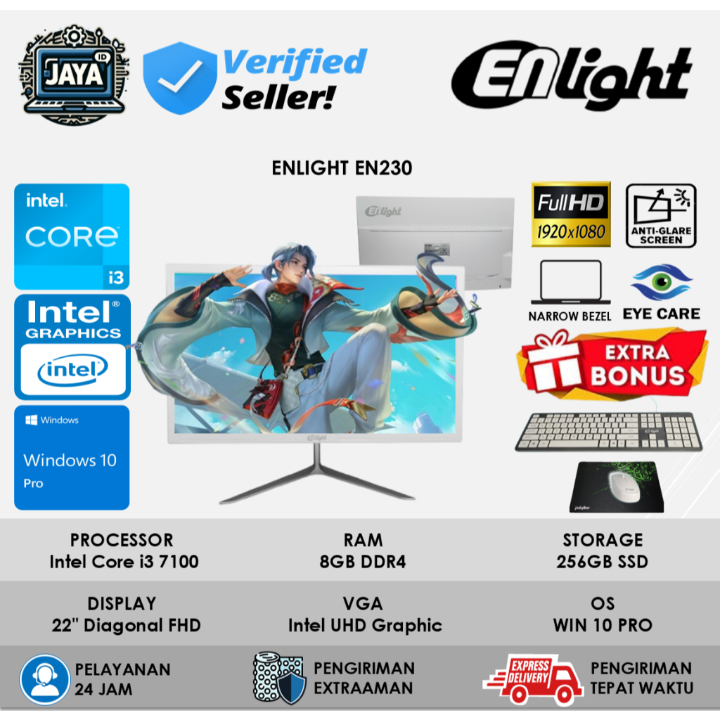 Jual PC ALL IN ONE ENLIGHT EN230 Intel Core I3 7100 16GB 512GB SSD 22.0 ...