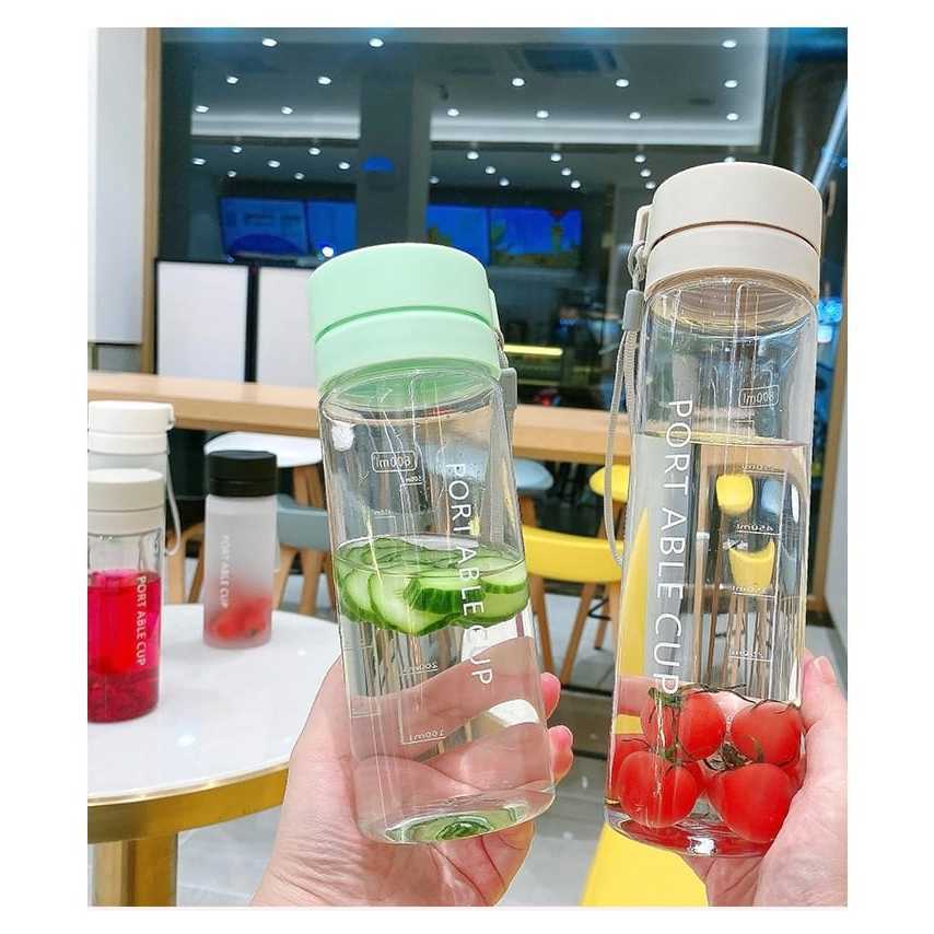 Jual BOTOL MINUMAN PORTABLE CUP BOTOL PLASTISCIK 600ML BENING KAPASITAS ...