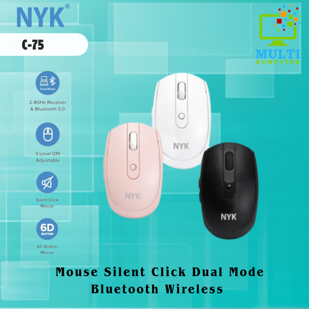 Jual NYK C75 Mouse Silent Click Dual Mode Bluetooth Wireless ...