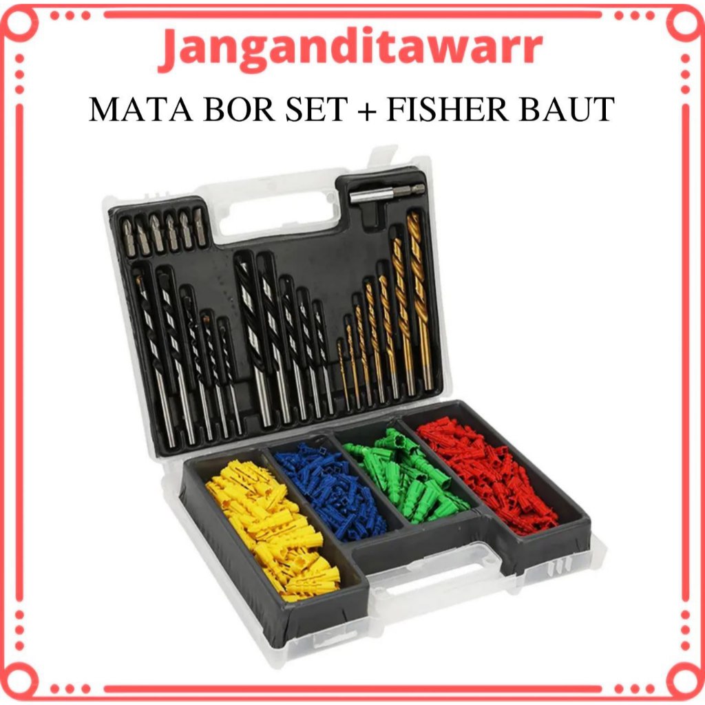 Jual Mata Bor Set Lengkap Fisher Baut Warna Kotak Alat Mata Bor Drill ...