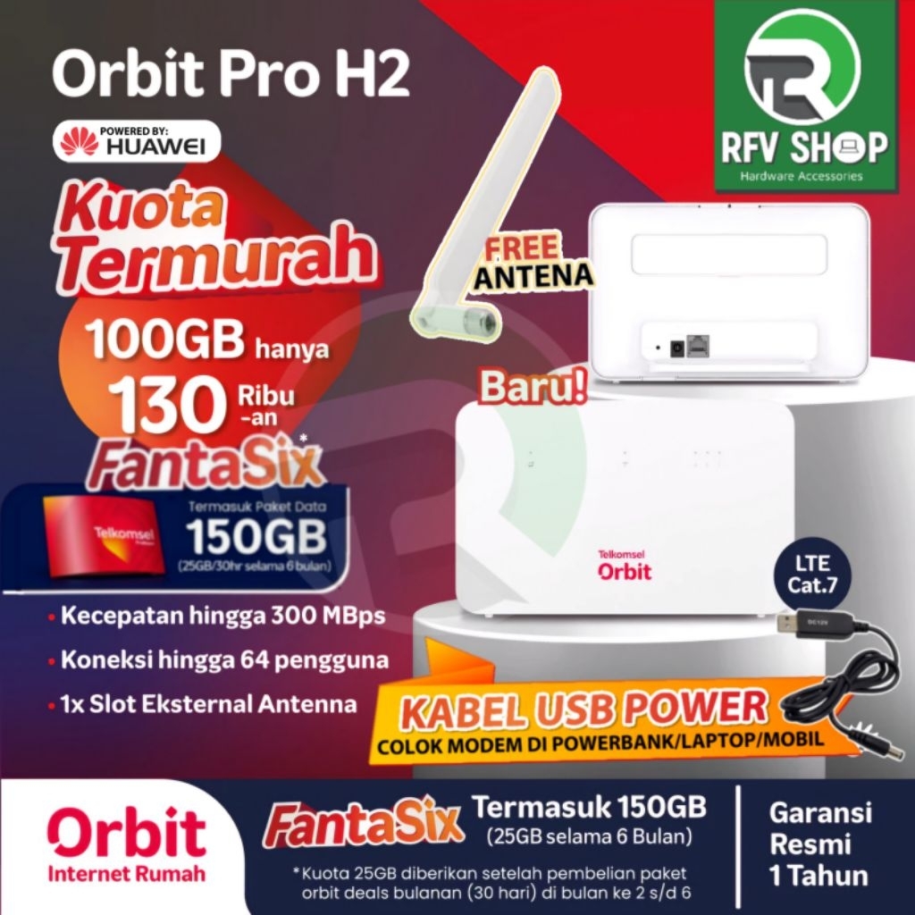 Jual Telkomsel Modem Orbit Pro H2 4G LTE CAT.7 Huawei B530 FREE 150gb ...