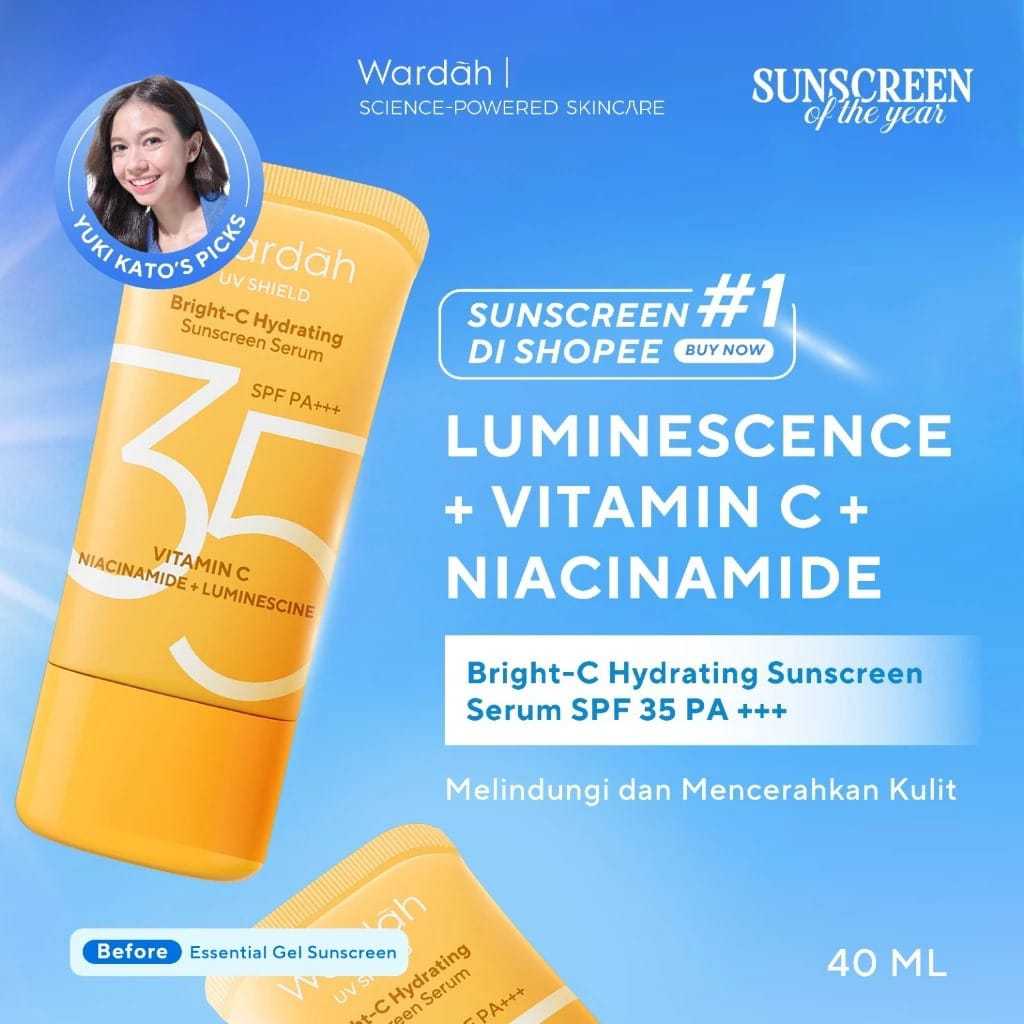 Jual Wardah UV Shield Bright-C Hydrating Sunscreen Serum SPF 35 PA+++ 40ML | Shopee Indonesia