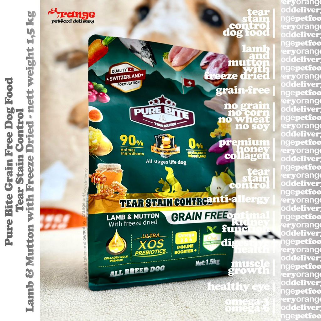 Jual Pure Bite Grain Free Tear Stain Dog Food 1,5 kg Lamb & Mutton with ...