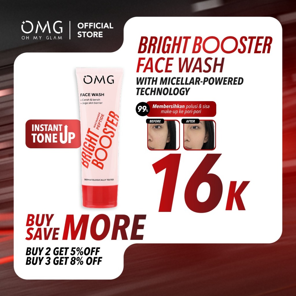 Jual OMG Oh My Glow Bright Booster Face Wash 50ml & 100ml - Tone Up ...