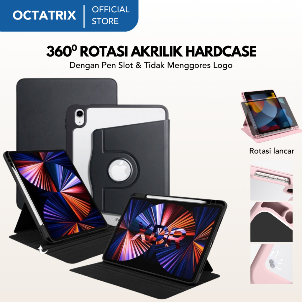 Jual Acrylic 360° Rotate Flip iPad Case Gen 10/11 Gen 9/8/7 Ipad Air 4 ...