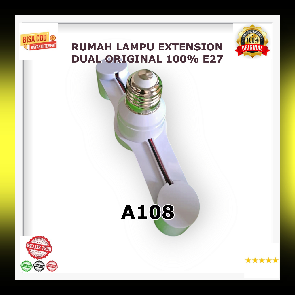 Jual A108 FITTING LAMPU 2 CABANG RUMAH LAMPU DUAL E27 ORI 100% Cangkang ...