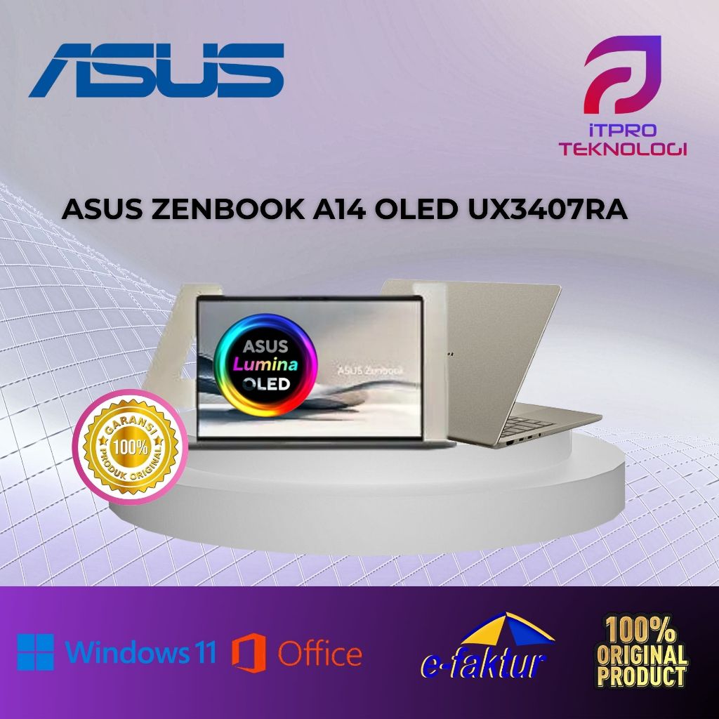 Jual ASUS ZENBOOK A14 OLED UX3407RA SNAPDRAGON X ELITE X1E78100 32GB ...