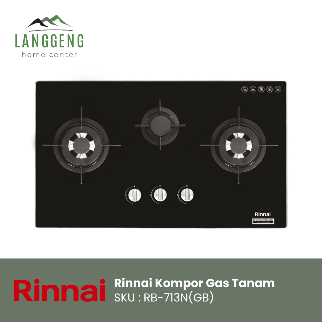 Jual Rinnai RB-713N (GB) Kompor Tanam 3 Tungku Schott Glass Shining ...