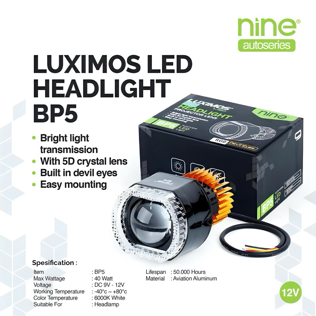 Jual Projie Biled Matrix ukuran 2.5inc Shourd RGB High Low Putih NINE ...