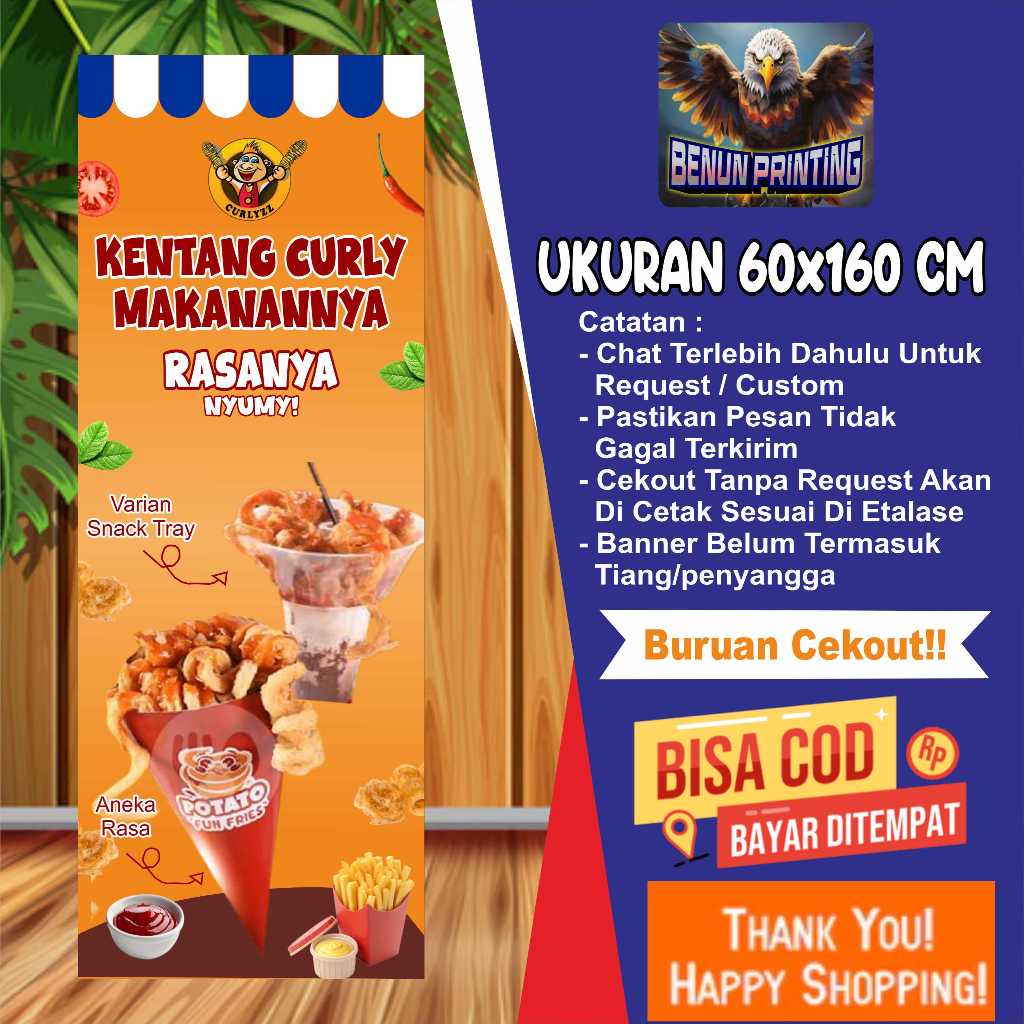 Jual CETAK SPANDUK BANNER KENTANG CURLY FREE DESAINT | Shopee Indonesia