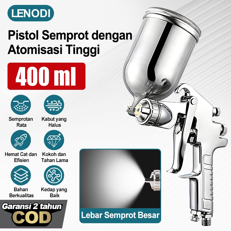 Jual Lenodi/Spray Gun Pistol Semprot Cat 400ml, Alat Painting Kuas ...