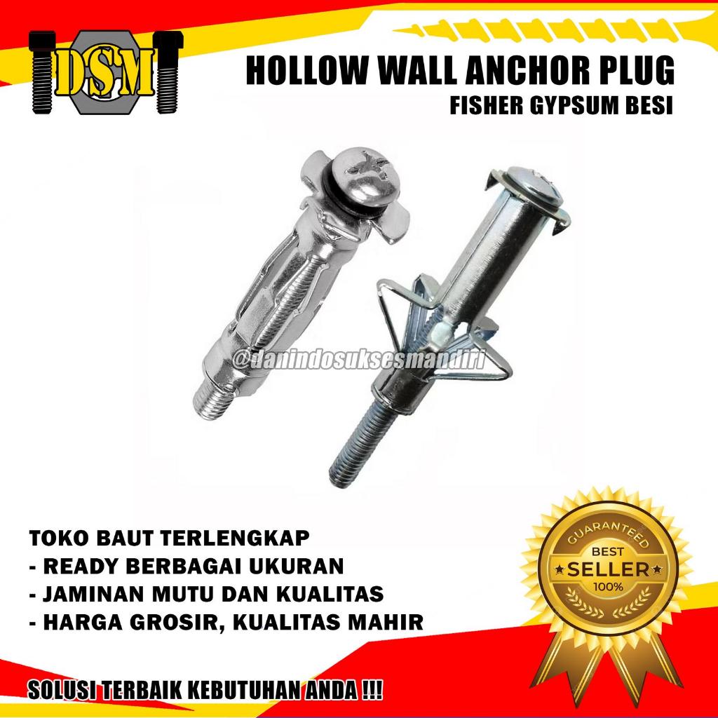 Jual Fisher Gypsum Besi / Hollow Wall Anchor M4x45 / Baut Gipsun Besi ...