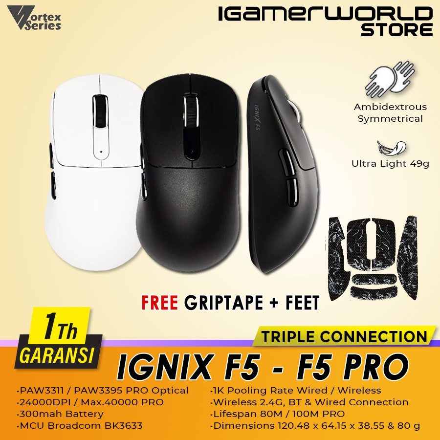 Jual VortexSeries IGNIX F5 / F5 PRO Ultra Light Wireless Bluetooth ...