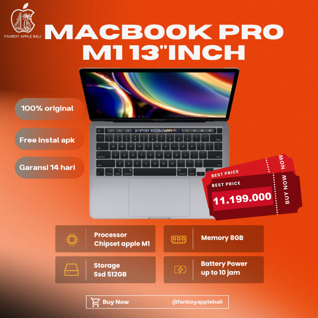 Jual MacBook Pro M1 | 13"inch | Ram 8GB | Ssd 512GB | Second Original ...