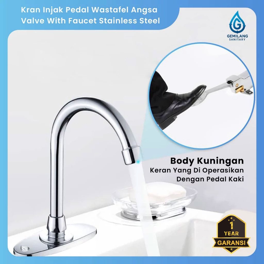 Jual Kran Injak Laboratorium Keran Kaki Leher Angsa Stainless SUS304 ...