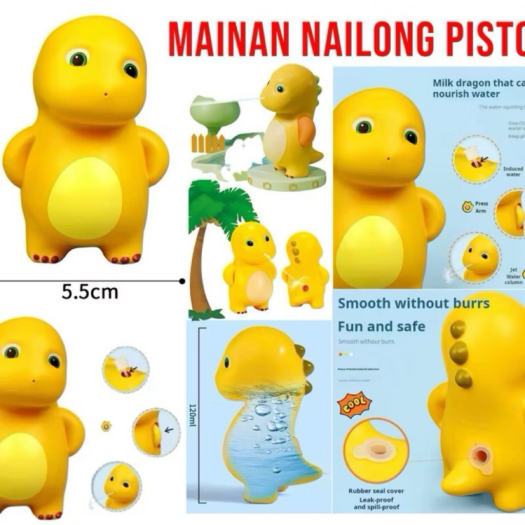 Jual (GROSIRAN) Mainan Nailong Pistol Semprotan Air Dino Kuning Water ...
