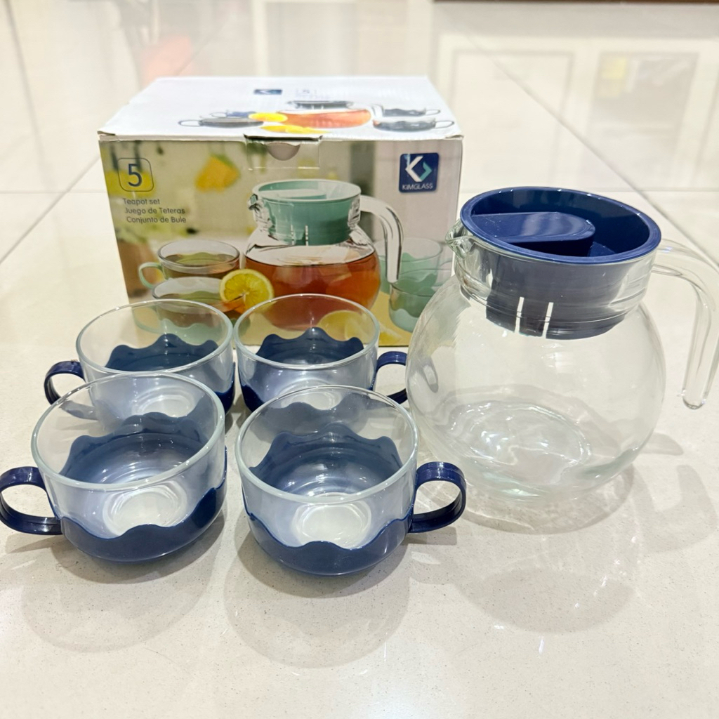 Jual Satu Set Pitcher 5 in 1 Kimglass dus kado bulat Telor Granada ...