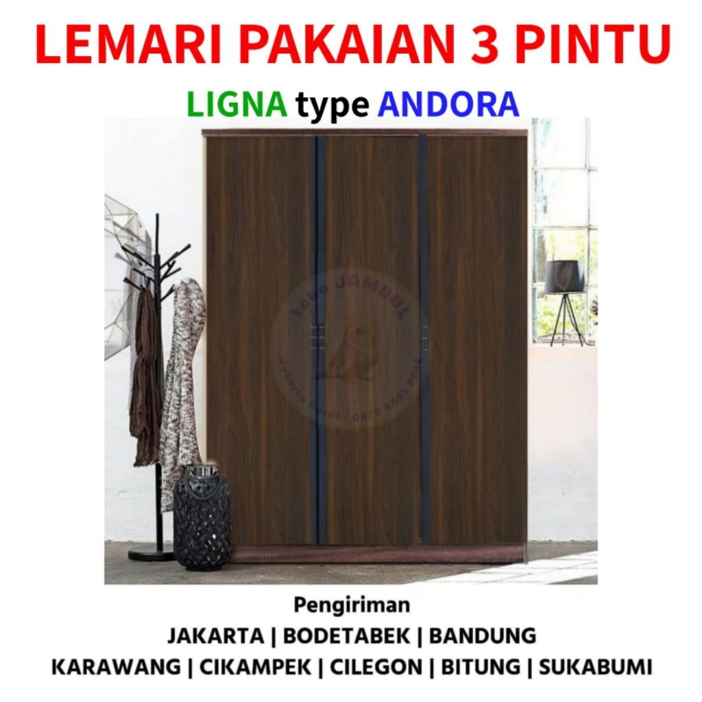 Jual Lemari pakaian Ligna 3 pintu series ANDORA | Shopee Indonesia