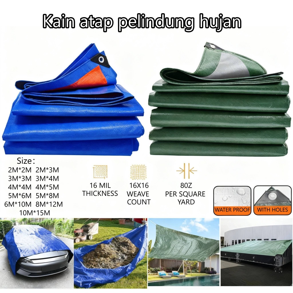 Jual Terpal Tebal Terpal Biru Hijau Terpal Atap Terpal 5Mx6M Tahan Air ...