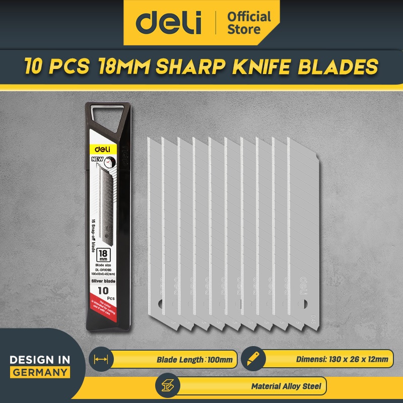 Jual Deli Utility Knife Blades Set / Cutter Pisau 10 Pcs 18mm EDL ...