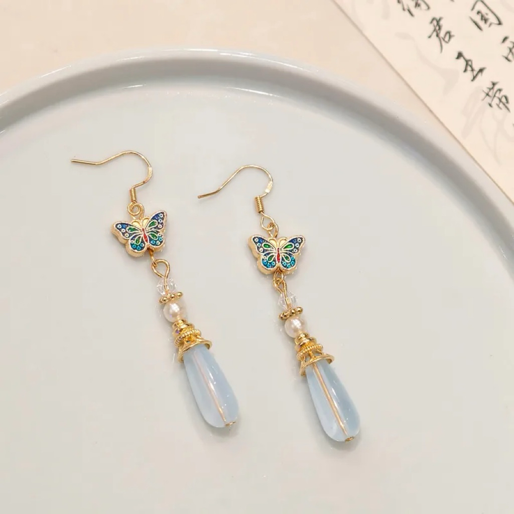 Jual Anting Kupu Kupu Butterfly Juntai Impor Korea Chinese Giok Jade ...