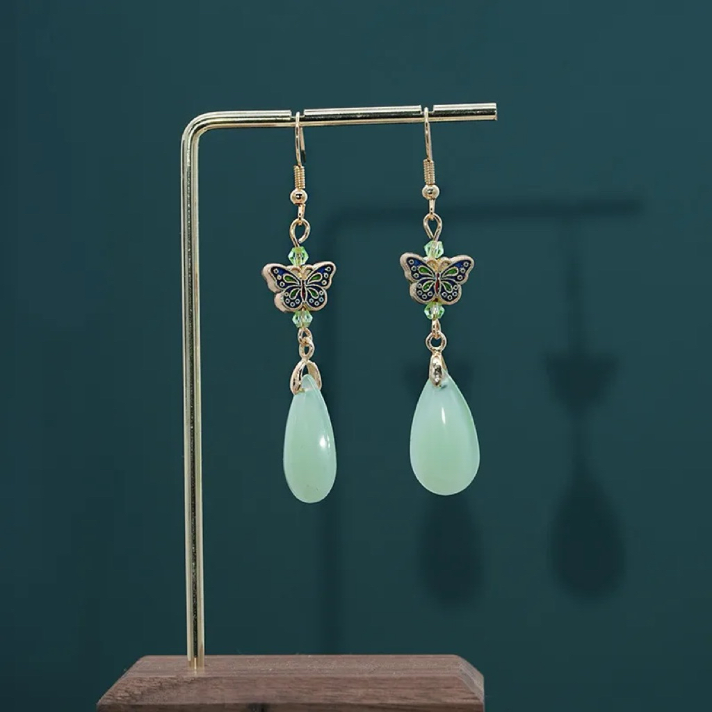 Jual Anting Jade Green Butterfly Kupu Kupu Juntai Tusuk Kait Qipao ...