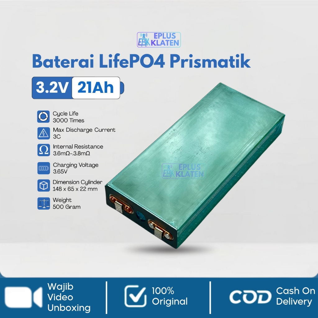 Jual Battery LifePO4 3.2V 21Ah Prismatik NEW Baterai Motor Listrik 20Ah PDC PAC Grade A - BT136 ...