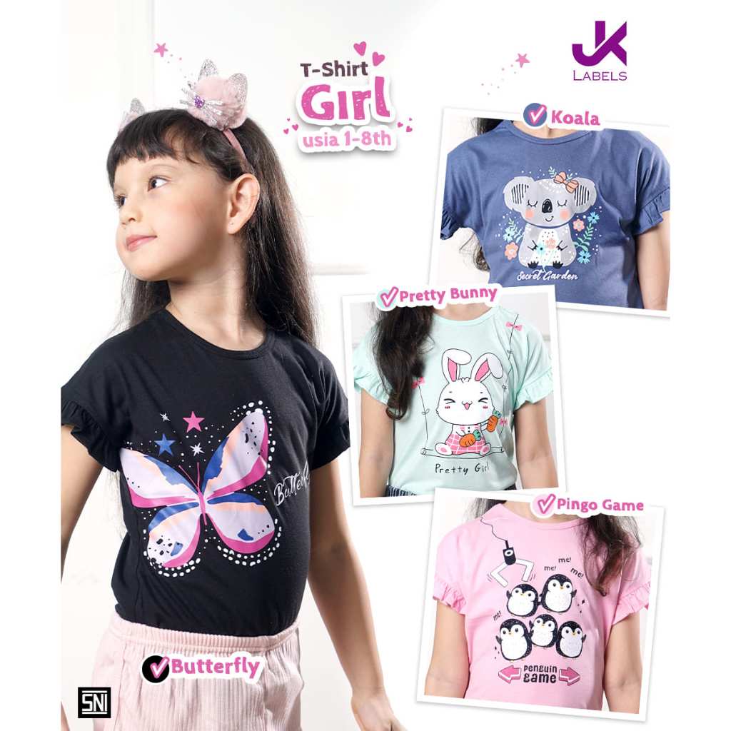 Jual JK LABELS - Tshirt Motif Girl (1-8 Tahun) | Shopee Indonesia