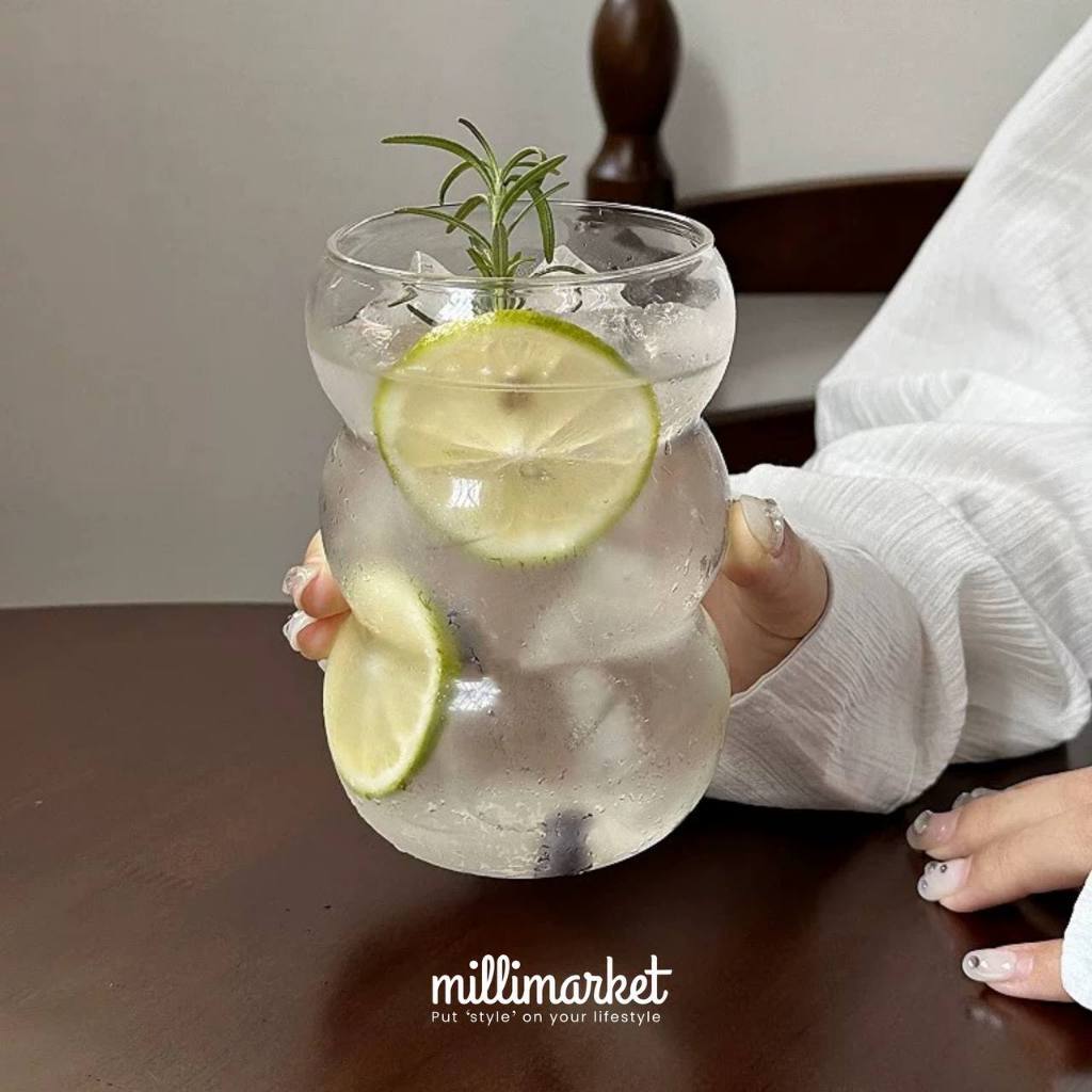 Jual [MILLI] BUBBLE GLASS CUP / Gelas kaca borosilikat aesthetic bentuk ...