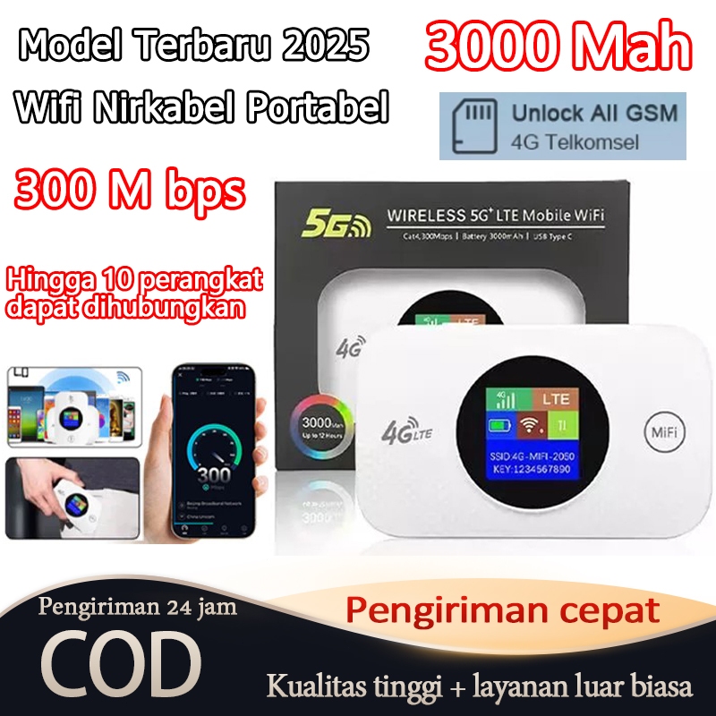 Jual Modem MiFi Wifi 4G/5G 300Mbps 3000mAh Tidak Terkunci Semua ...