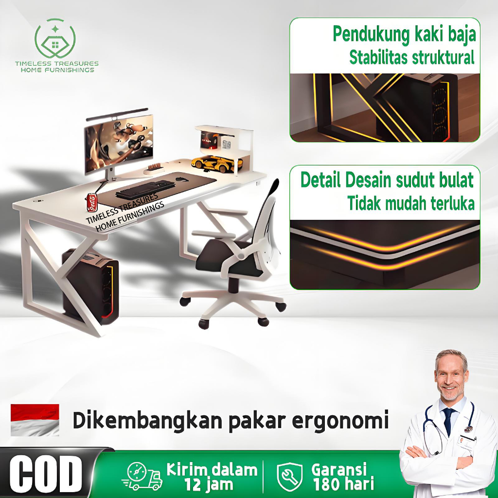 Jual TIMELESS Meja Gaming Modern Meja Komputer Minimalis Meja Laptop ...