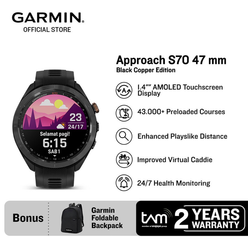 Jual Garmin Approach S70 47 mm - Black Copper Edition | Shopee Indonesia